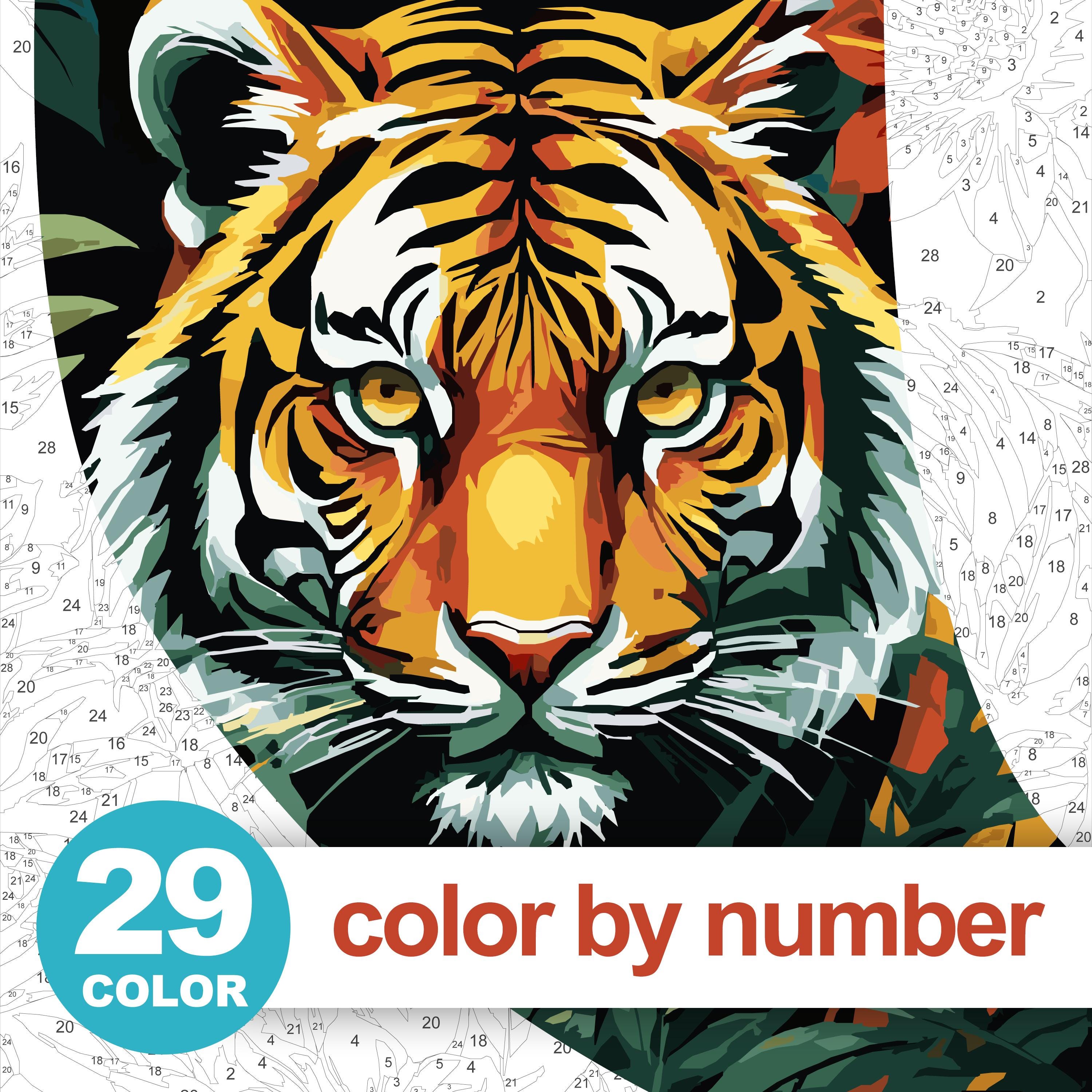 Color by Number Tiger Coloring Page Digital Download Printable ...