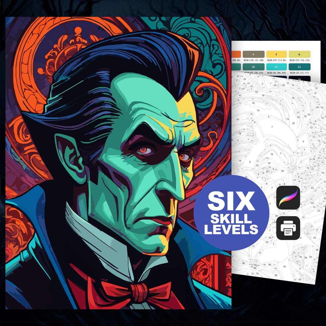 Color by Number Vampire: Spooky Halloween Paint by Numbers Printable ...