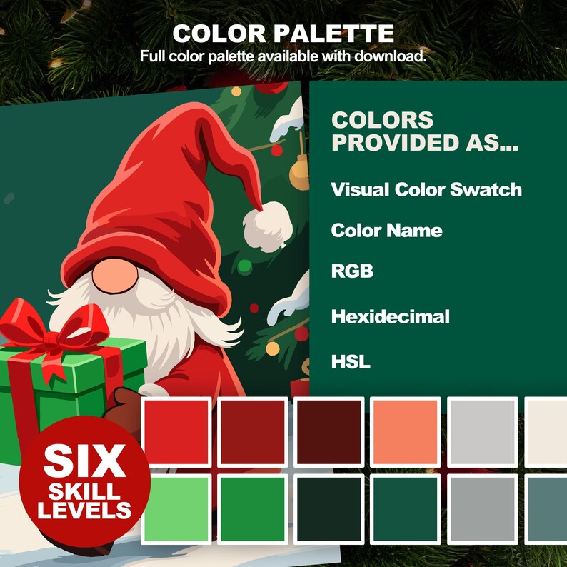 Christmas Gnome Paint by Number Coloring Pages (procreate or Printable ...