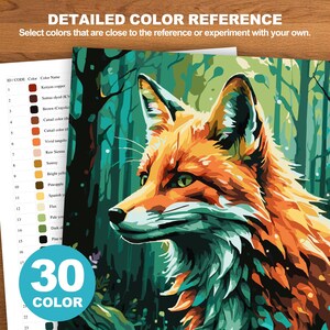 Fox Printable Color by Number (30-color) Digital Download, Digital ...
