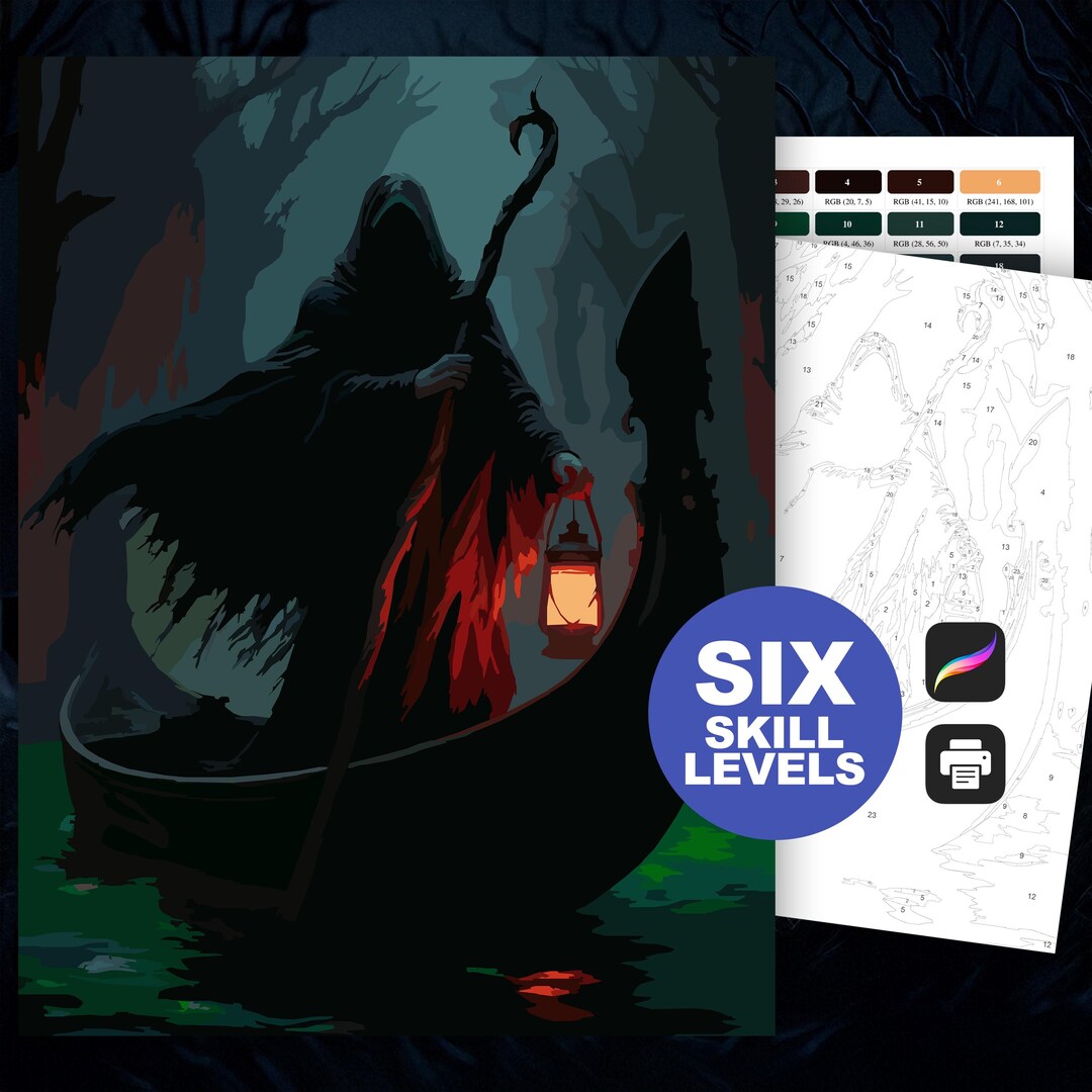 Greek Mythology Paint by Number: River Styx Ferryman Myth, Ghostly ...