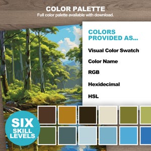 Creek Color by Number: Forest Scene Printable (digital Download) - Etsy