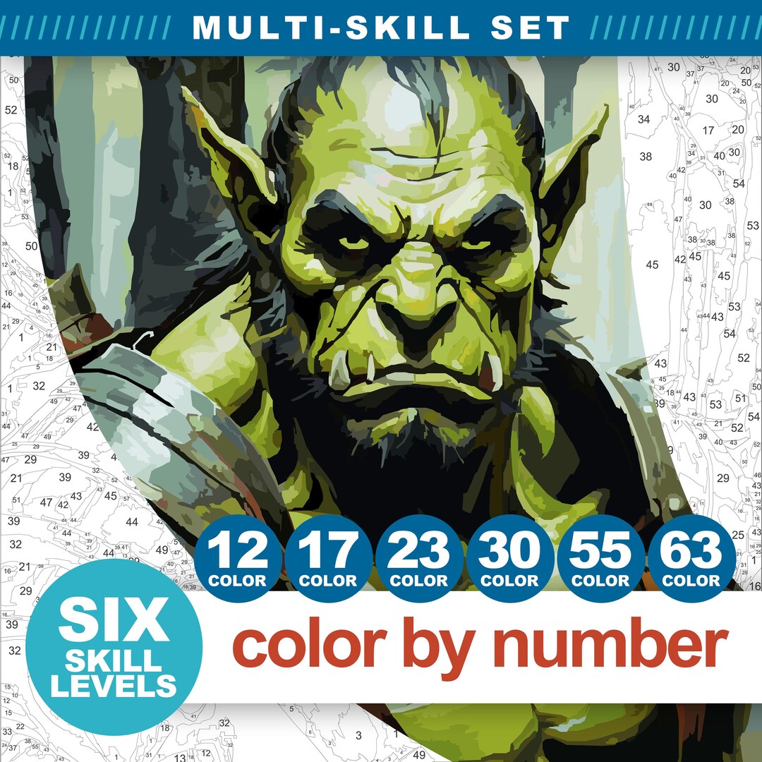 Orc Color by Number (6 Skill Levels) | Printable and Digital Coloring ...