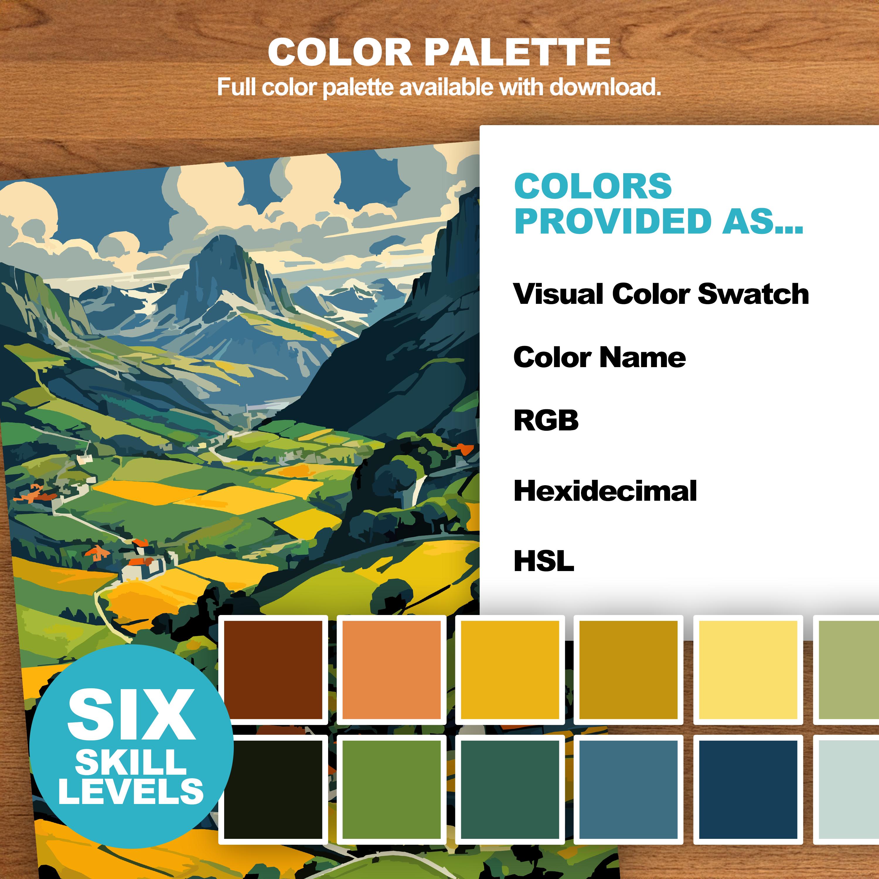 European Landscape Color by Number for Adults Paint by Number Printable ...
