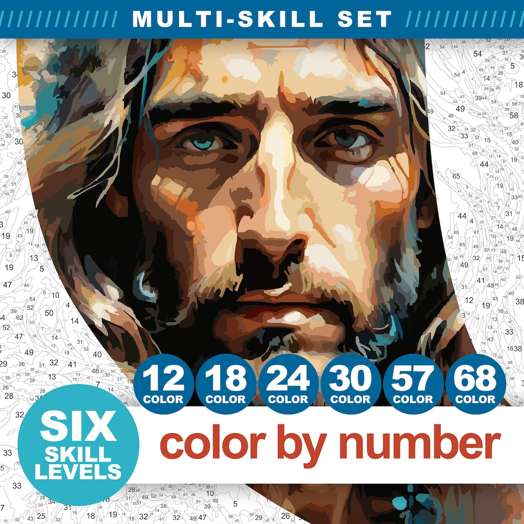 Jesus Color by Number for Adults Printable Christian Coloring Page ...