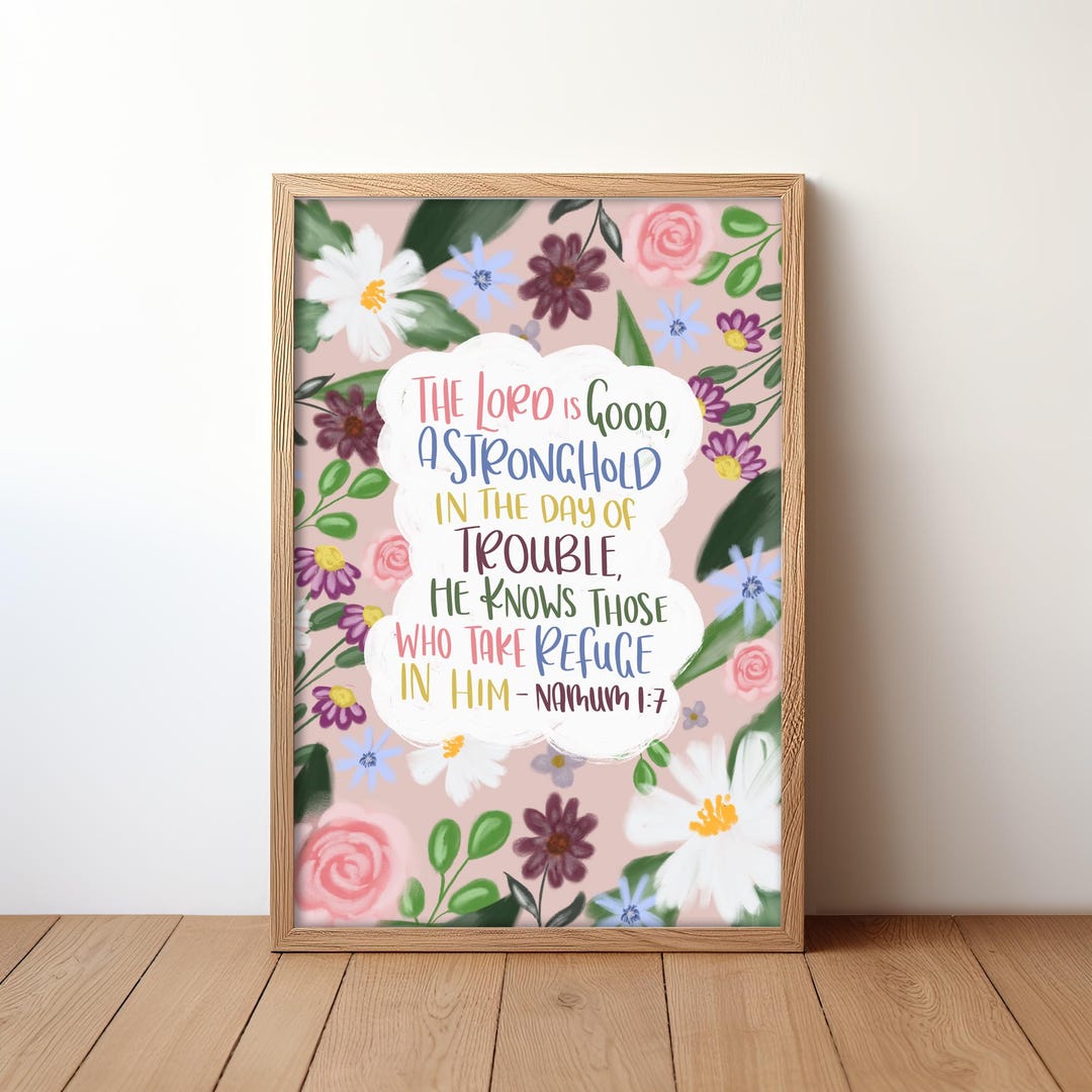 Floral Bright Bible Verse Print the Lord is Good Baptism Christian ...