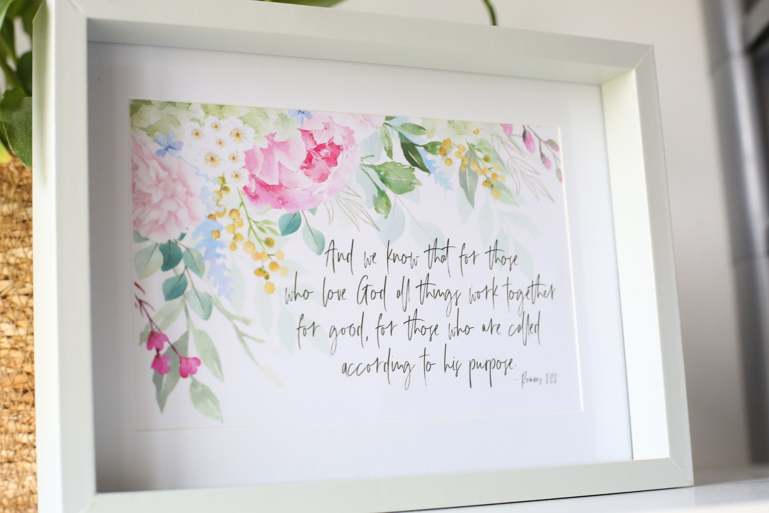 Romans 8 Encouraging Christian Wall Frame Floral Print Frame Bible ...
