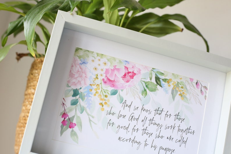 Romans 8 Encouraging Christian Wall Frame Floral Print Frame Bible ...