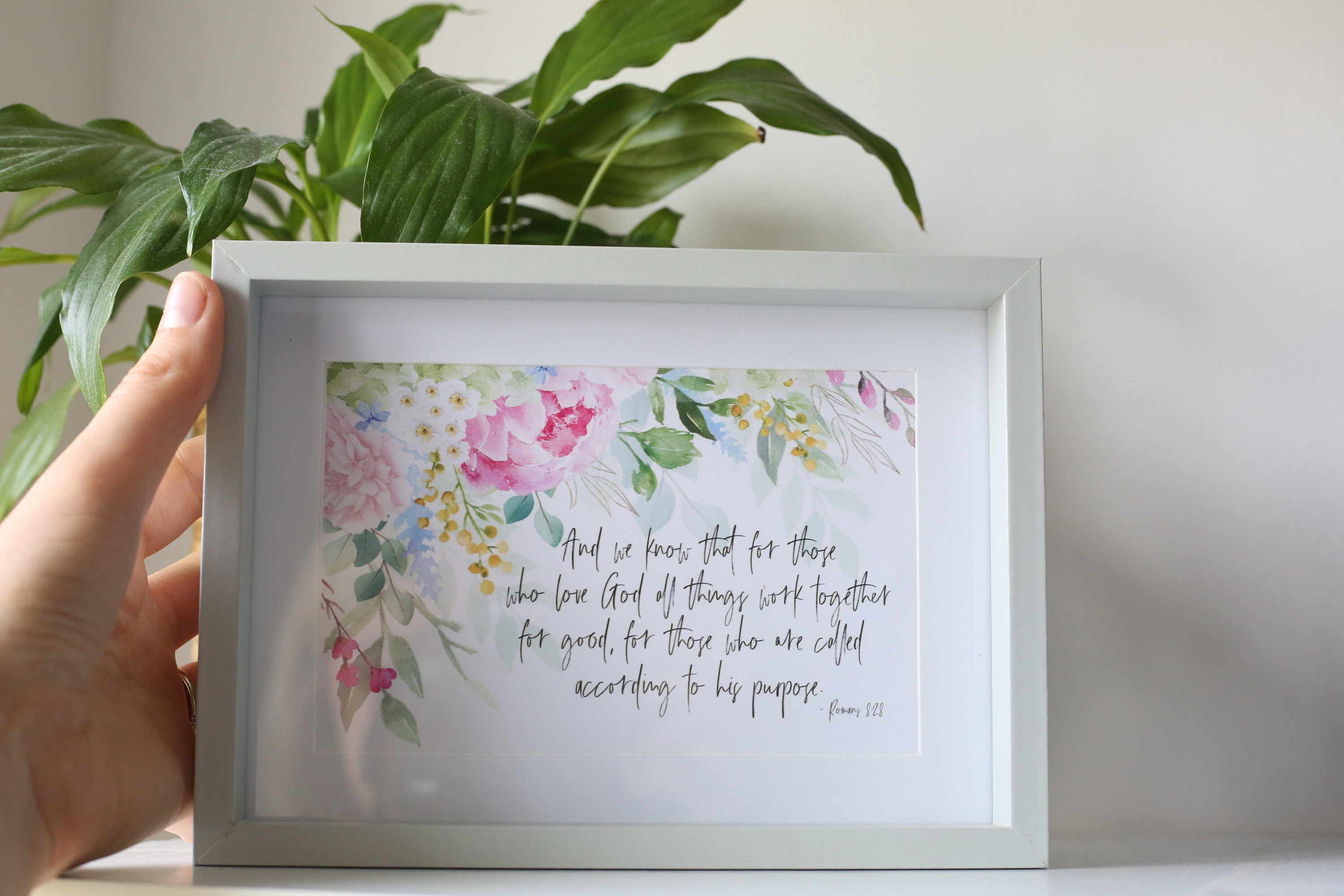 Romans 8 Encouraging Christian Wall Frame Floral Print Frame Bible ...