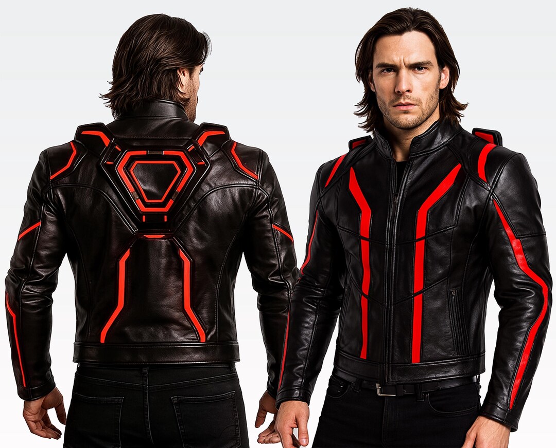 Tron Ares Inspired Techwear Jacket | Futuristic Red Leather Jacket ...
