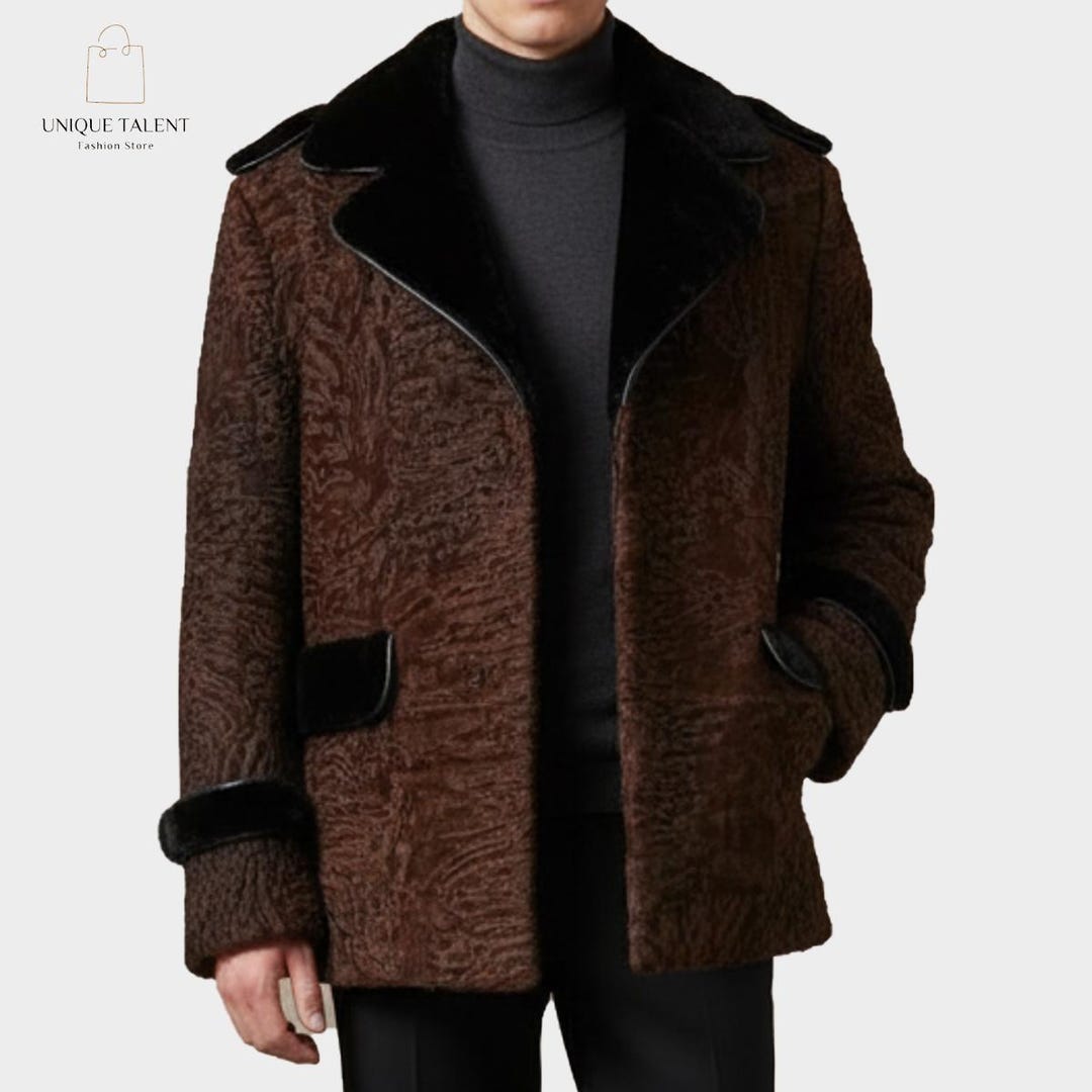 Men's Karakul Lamb Fur Coat | Mink Collar, Classic Winter Jacket - Etsy