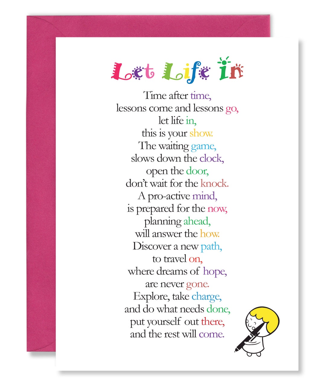 Encouragement Poem Greetings Card: Thinking of You - Let Life In - Etsy