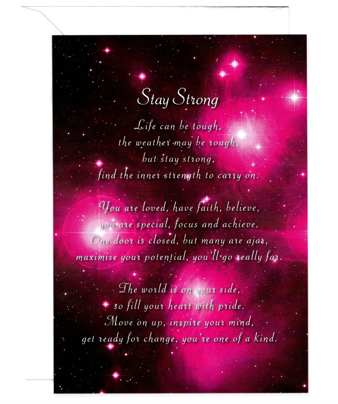 Stay Strong Greetings Card: Encouragement Poem, Universe Design - Etsy