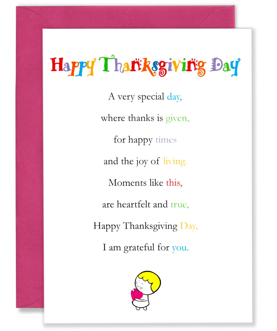 Happy Thanksgiving Day Greetings Card: Gratitude Poem - Etsy