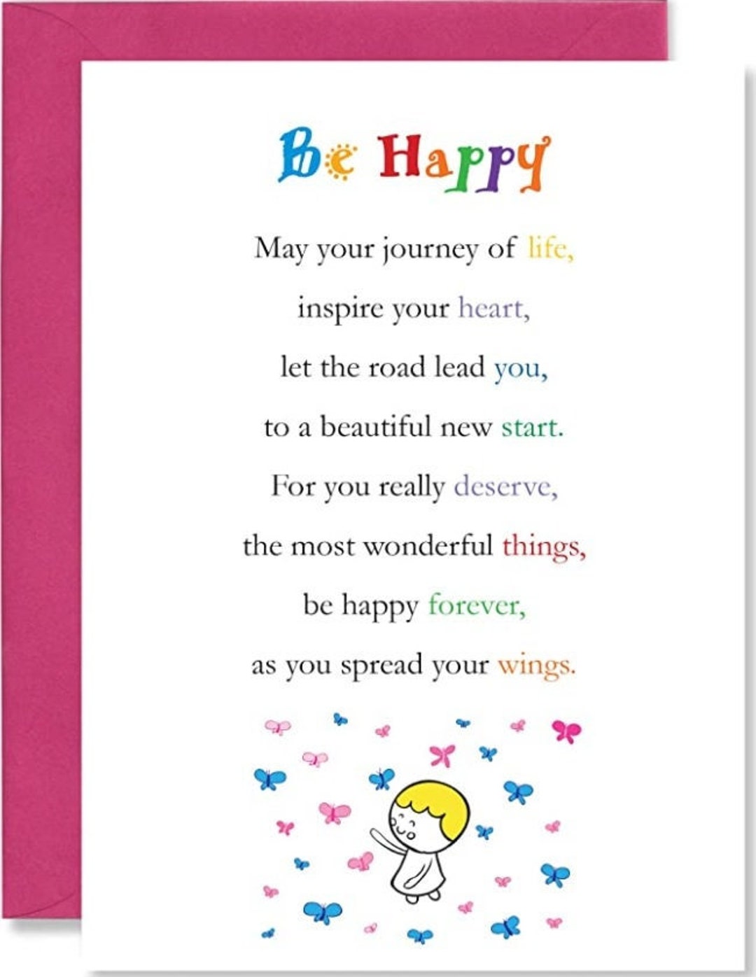 Be Happy Greetings Card: Encouragement Poem, Thinking of You - Etsy