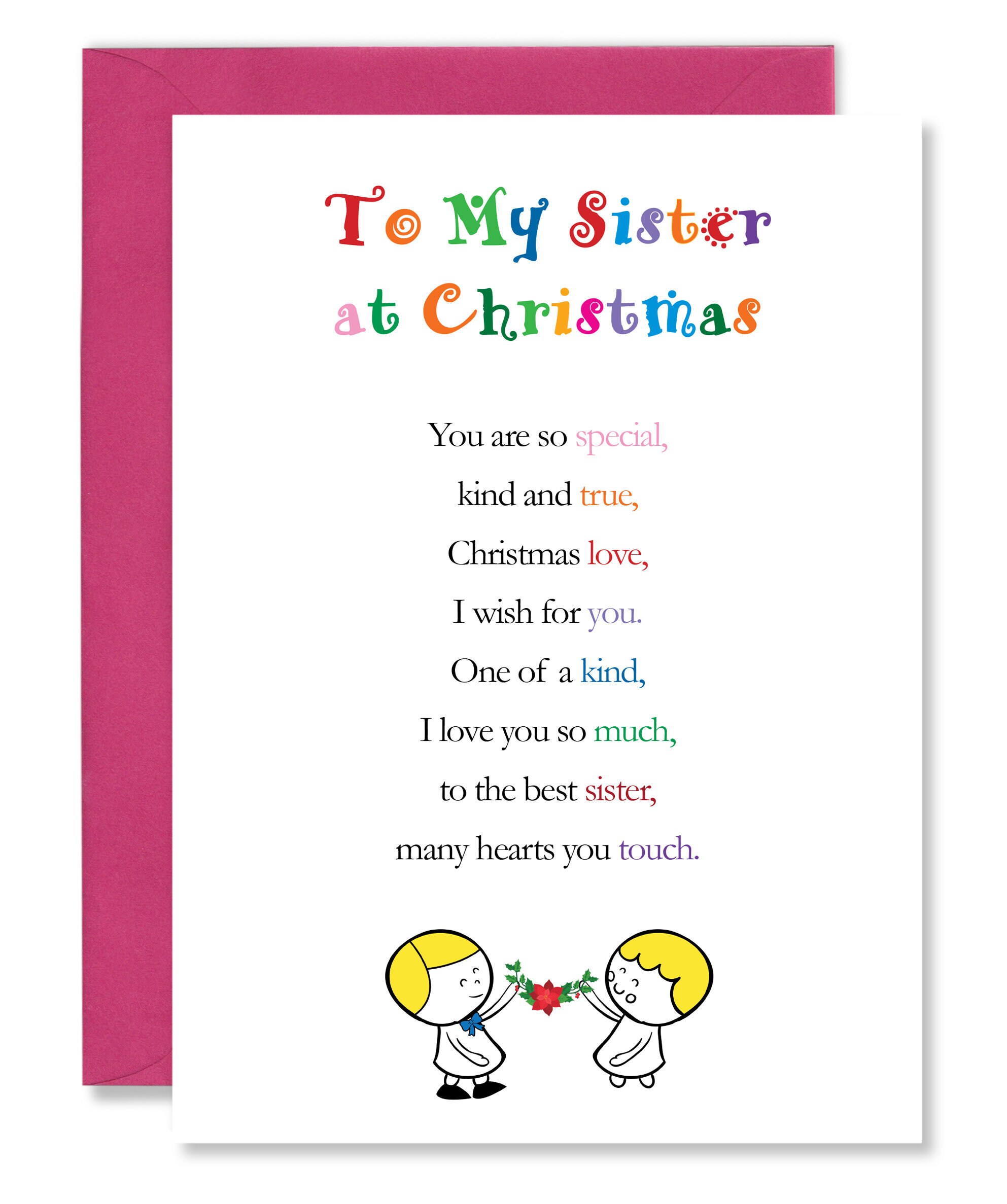 To My Sister At Christmas Festive Verse Greetings Card For Special