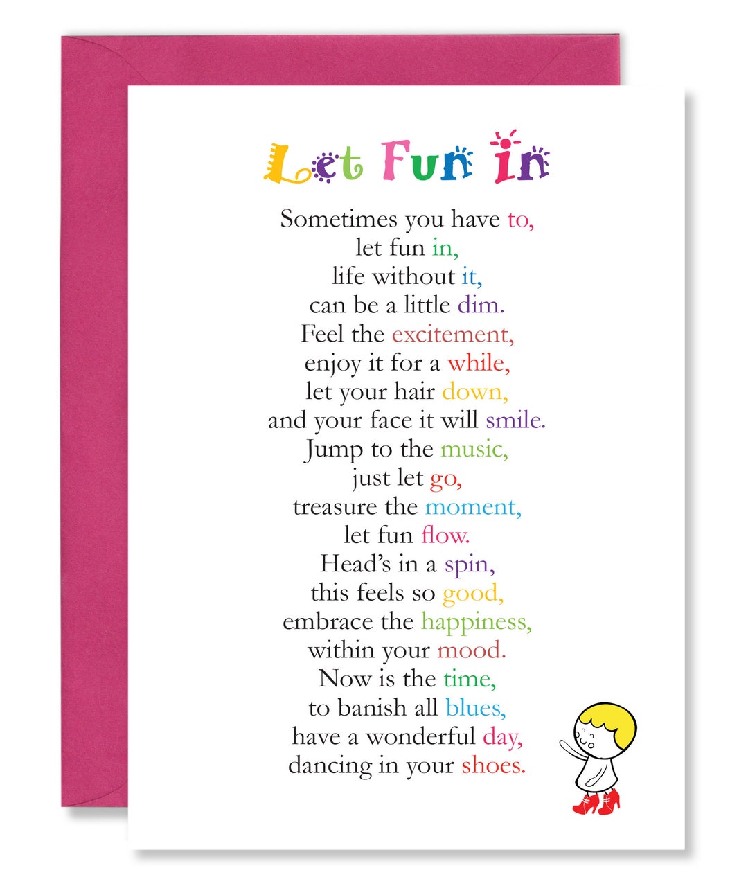Encouragement Poem Greetings Card - Let Fun In - Etsy
