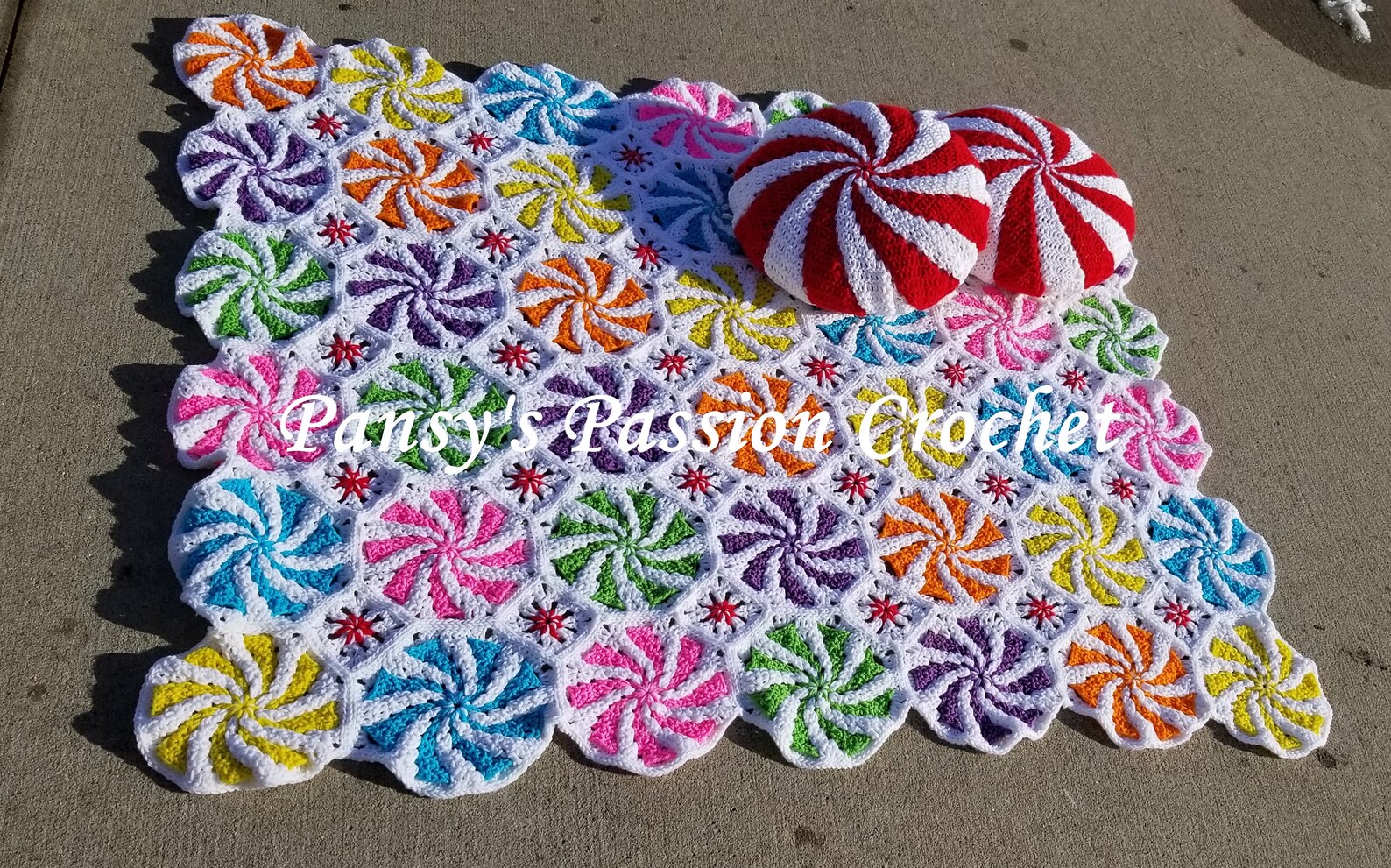 Hand Crocheted 6-color Mint Swirl Blanket With White Border - Etsy