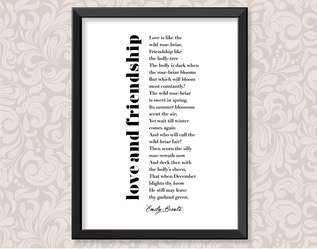 Love and Friendship by Emily Brontë (2 Sizes: A4 and A3) - Etsy UK