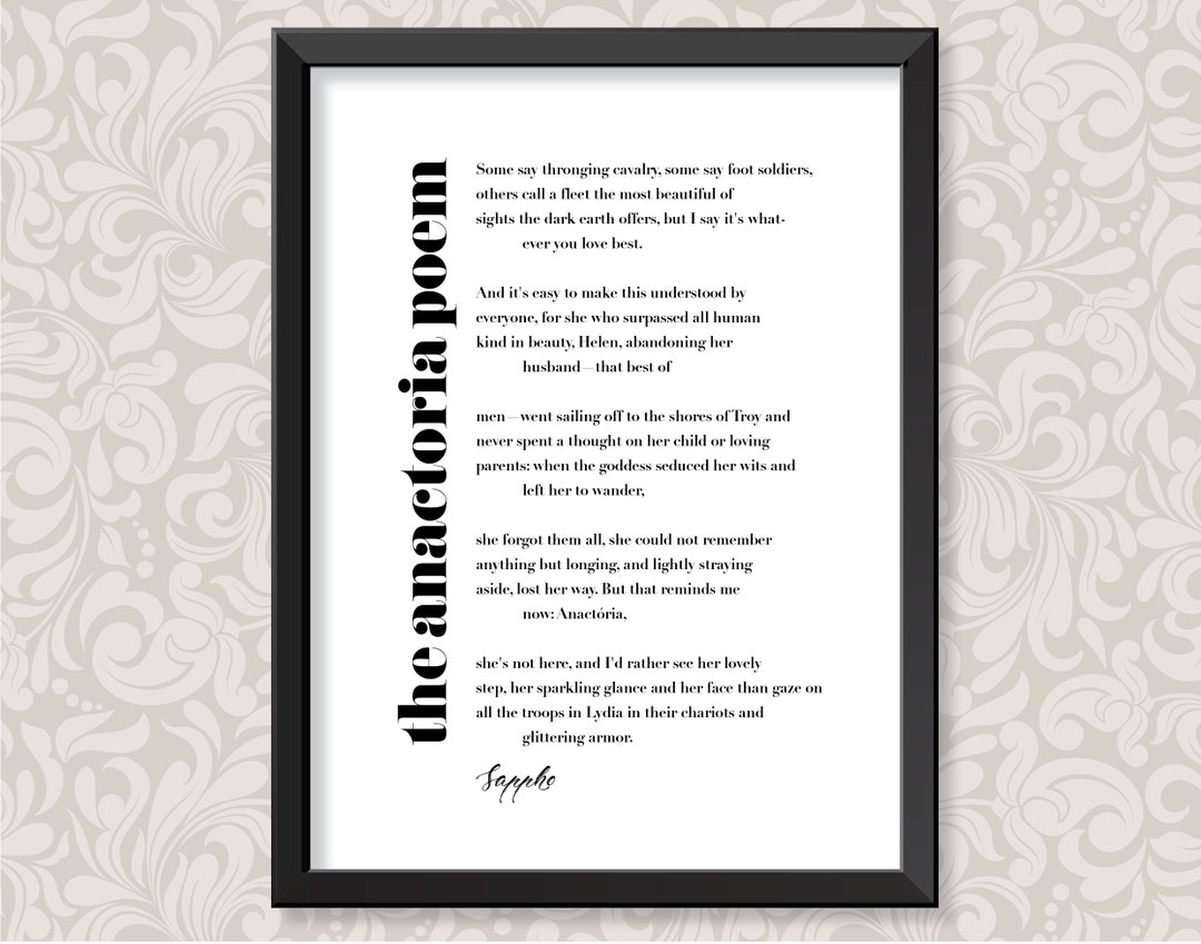 The Anactoria Poem by Sappho 2 Sizes: A4 and A3 - Etsy UK