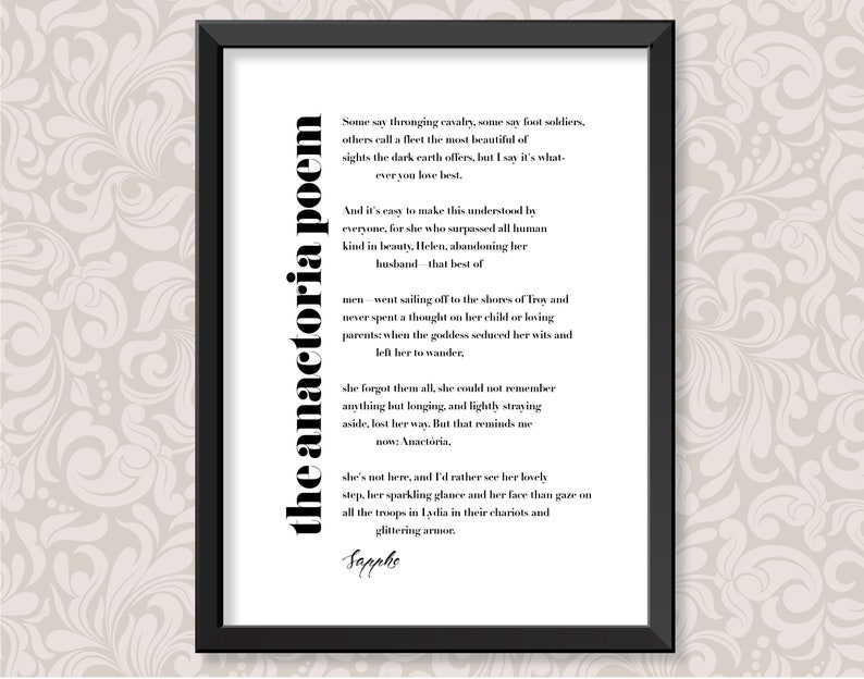 The Anactoria Poem by Sappho 2 Sizes: A4 and A3 - Etsy UK