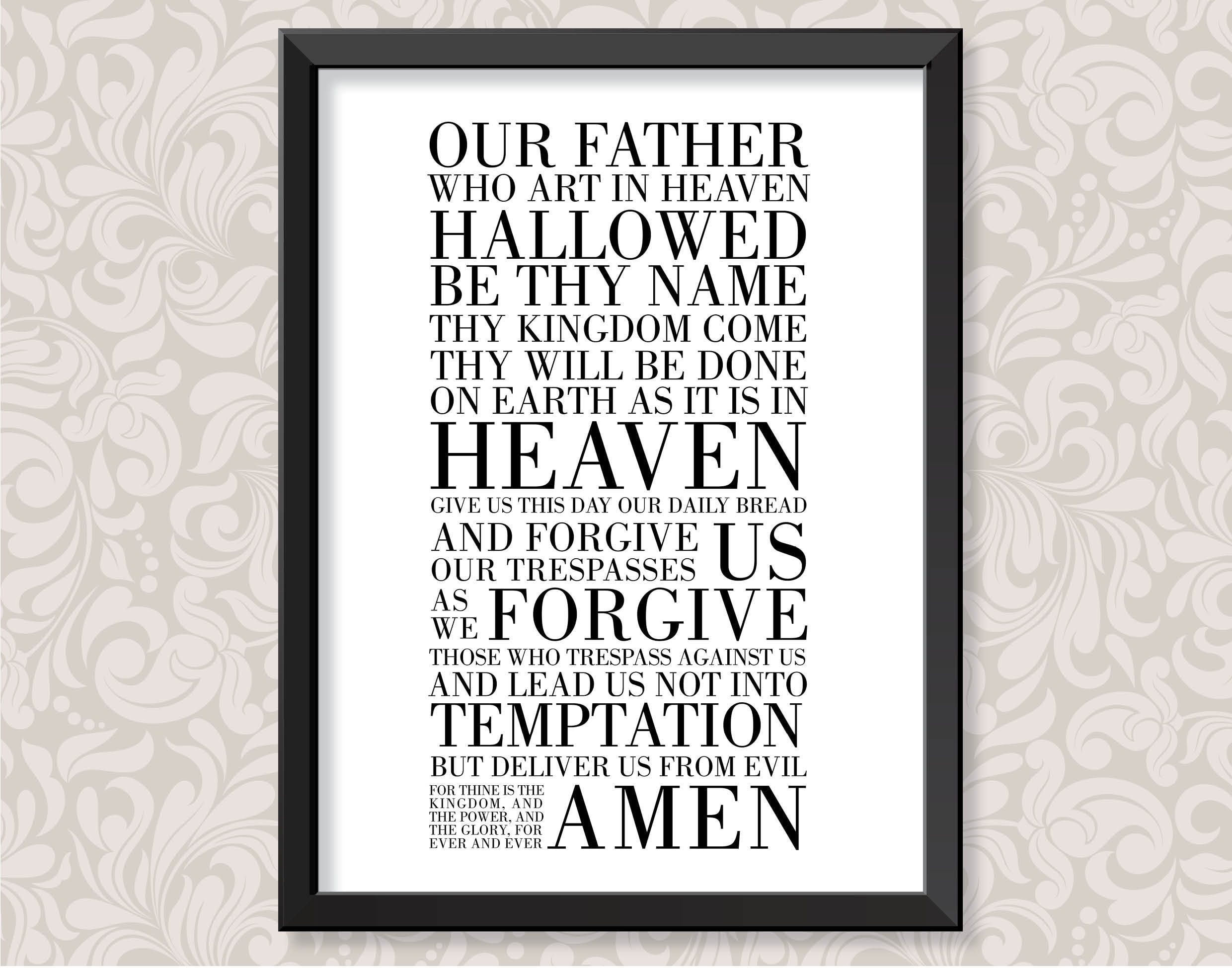 The Lords Prayer our Father 2 Sizes: A4 and A3 - Etsy