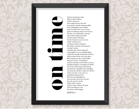 On Time by Kahlil Gibran 2 Sizes: A4 and A3 | Etsy