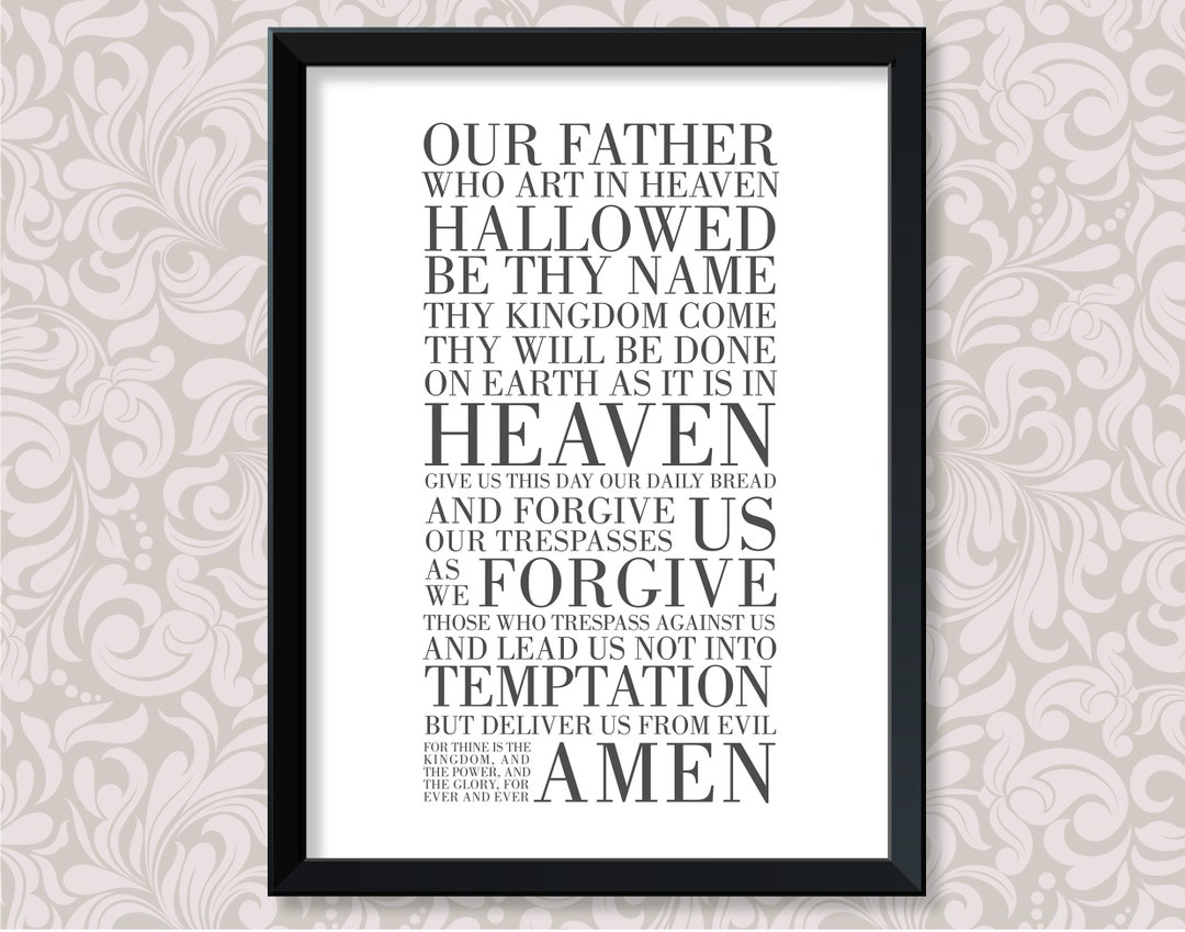 The Lords Prayer our Father 2 Sizes: A4 and A3 IN GREY - Etsy
