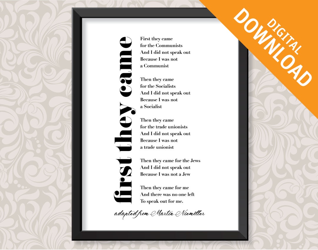 First They Came by Martin Niemöller - Etsy First They Came by Martin Niemöller - Etsy