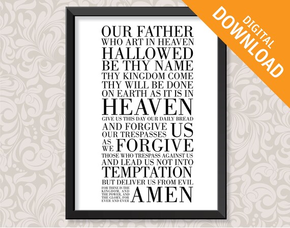 Our Father the Lords Prayer A3 Print Digital Download in | Etsy
