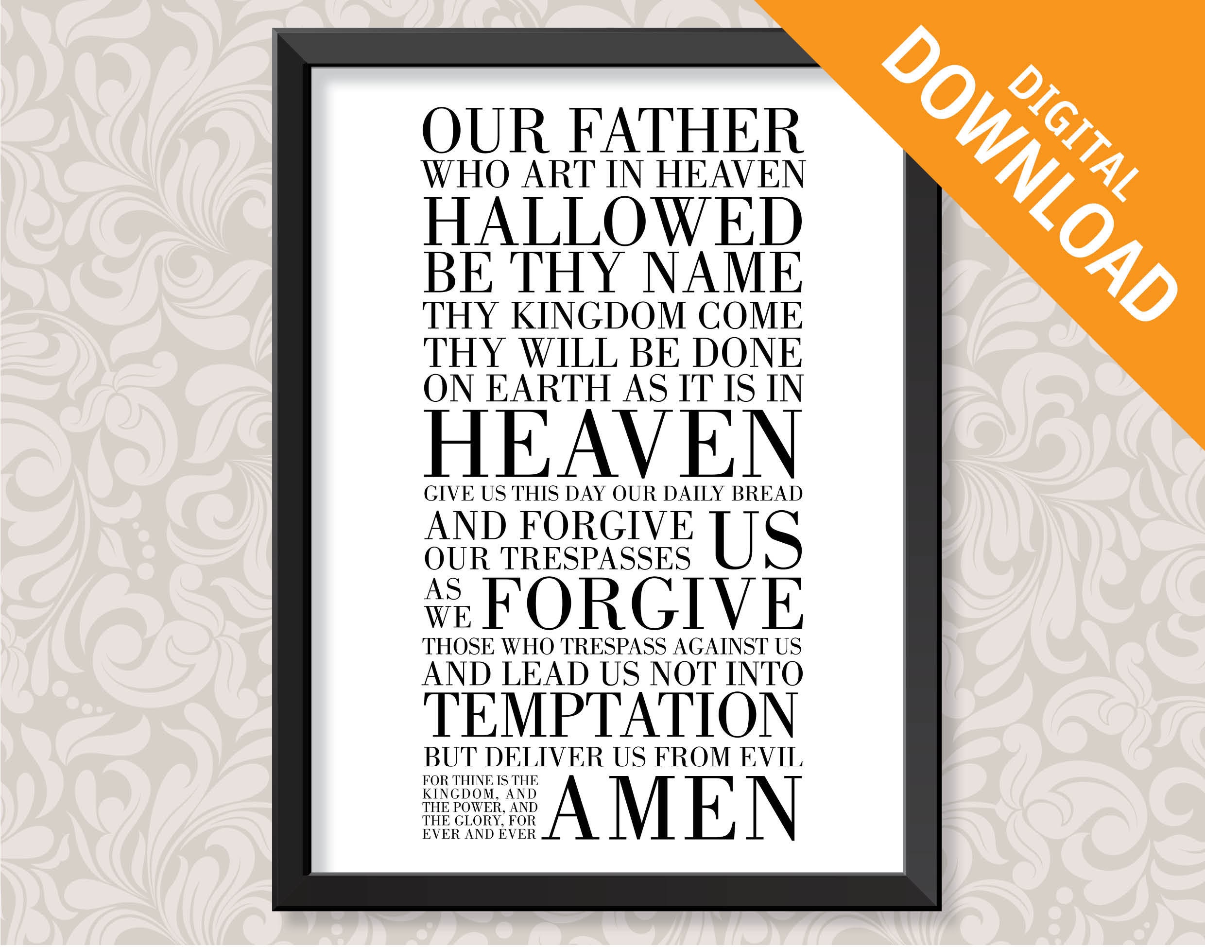 Our Father the Lords Prayer A3 Print Digital Download in 5 Colours - Etsy