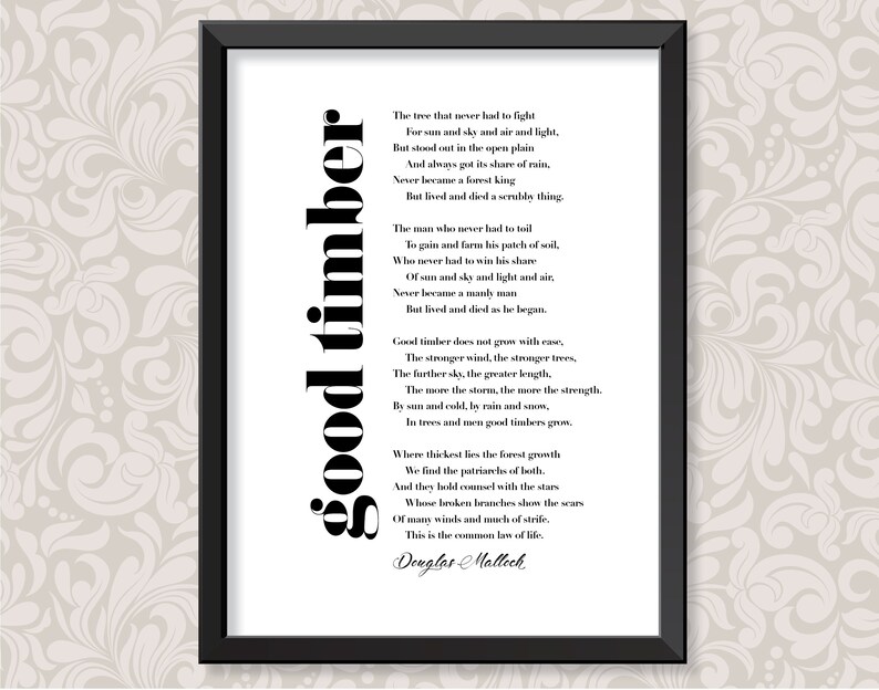 Good Timber by Douglas Malloch 2 Sizes: A4 and A3 - Etsy