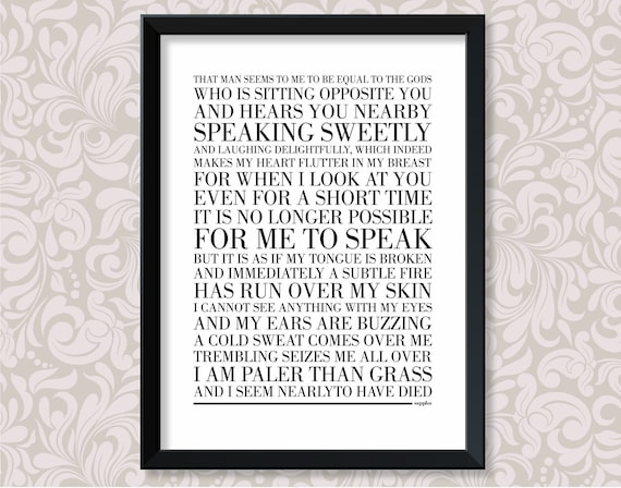 Sappho 31 Sappho 31 Fragment by Sappho 2 sizes: A4 and A3 | Etsy