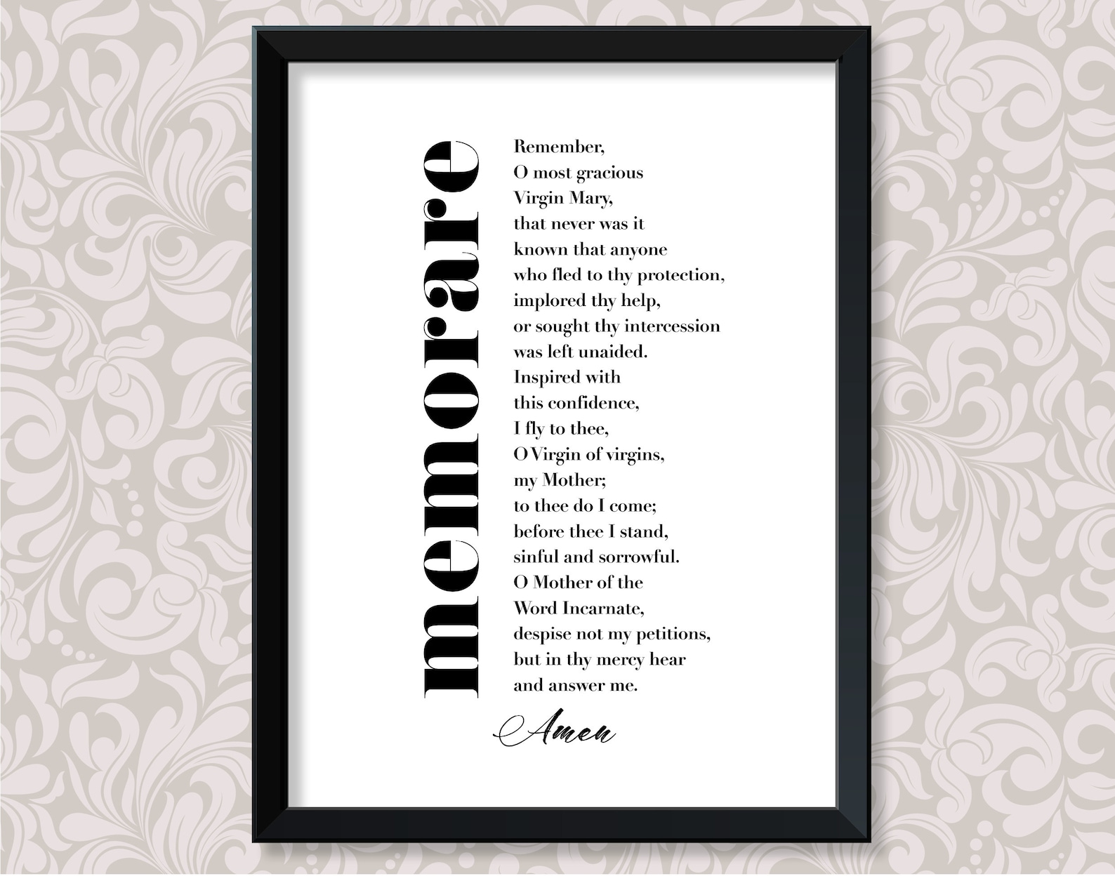 Memorare remember, O Most Gracious Virgin Mary Catholic Prayer 2 Sizes ...