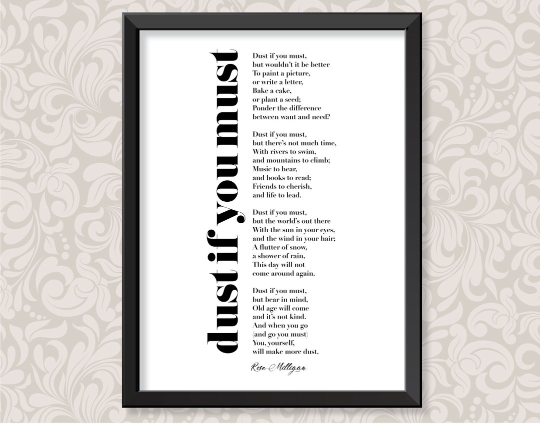 Dust If You Must by Rose Milligan 2 Sizes: A4 and A3 - Etsy