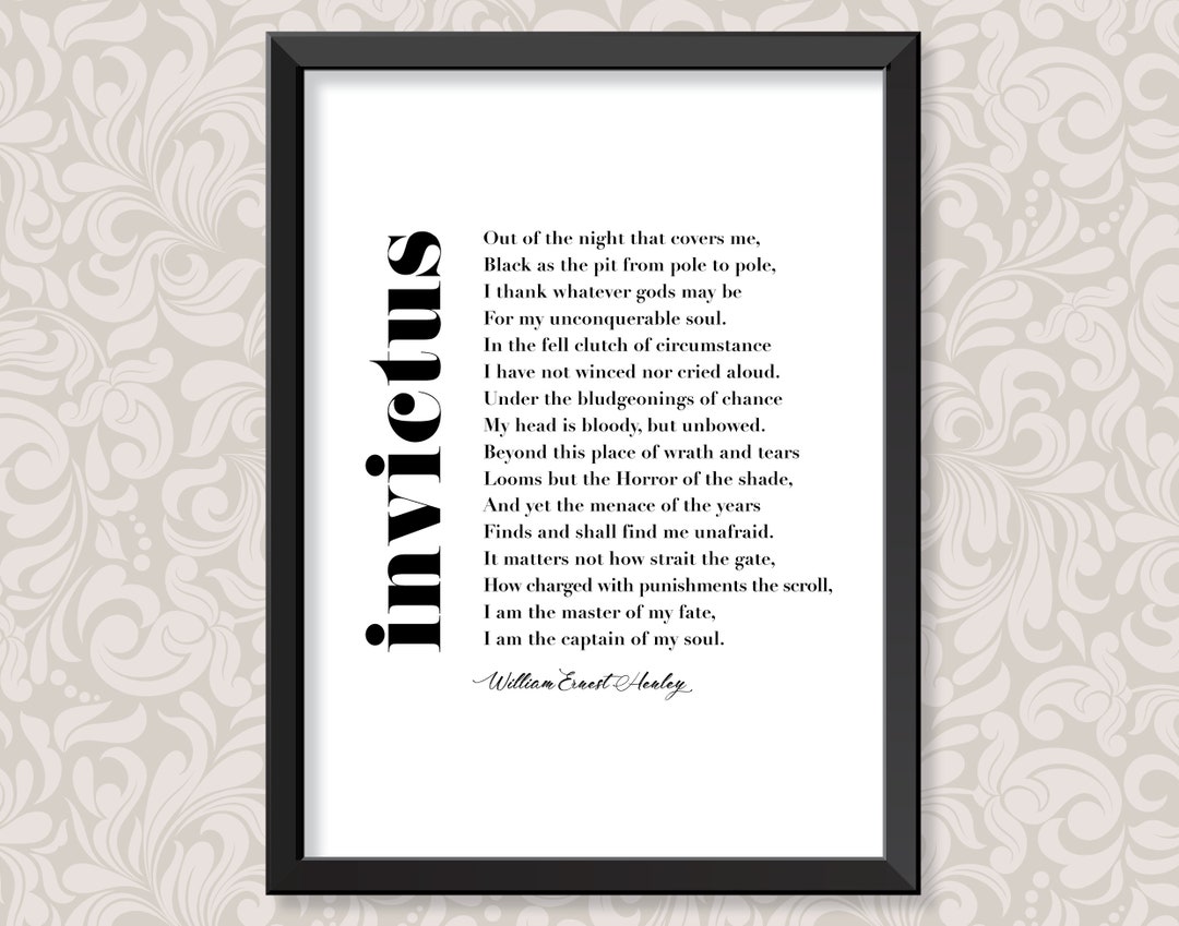 Invictus by William Ernest Henley (2 Sizes: A4 and A3) - Etsy
