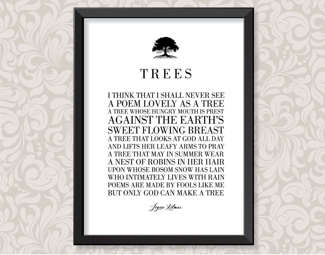 Trees by Joyce Kilmer (2 Sizes: A4 and A3) - Etsy UK