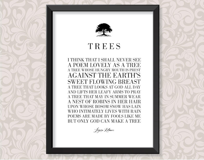 Trees by Joyce Kilmer (2 Sizes: A4 and A3) - Etsy