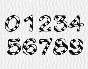 Striped number svg | Etsy