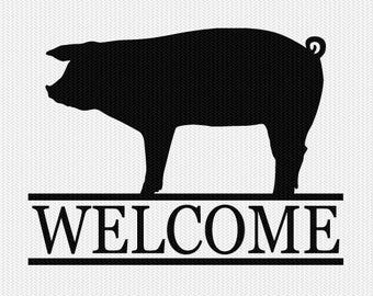Pig Welcome Sign Dxf - Etsy