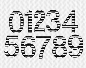 Striped number svg | Etsy