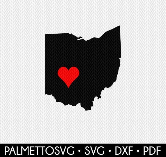 Ohio Heart Svg Dxf File Stencil Monogram Frame Silhouette | Etsy