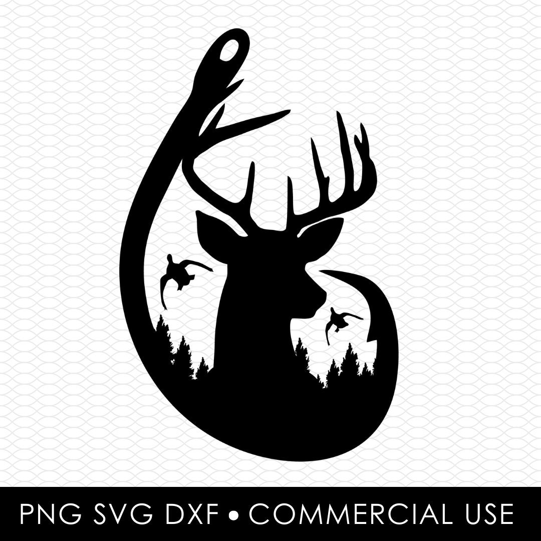 Deer Fishing Hook Svg Dxf Png, Laser Cut File, Sublimation Design, Svg ...