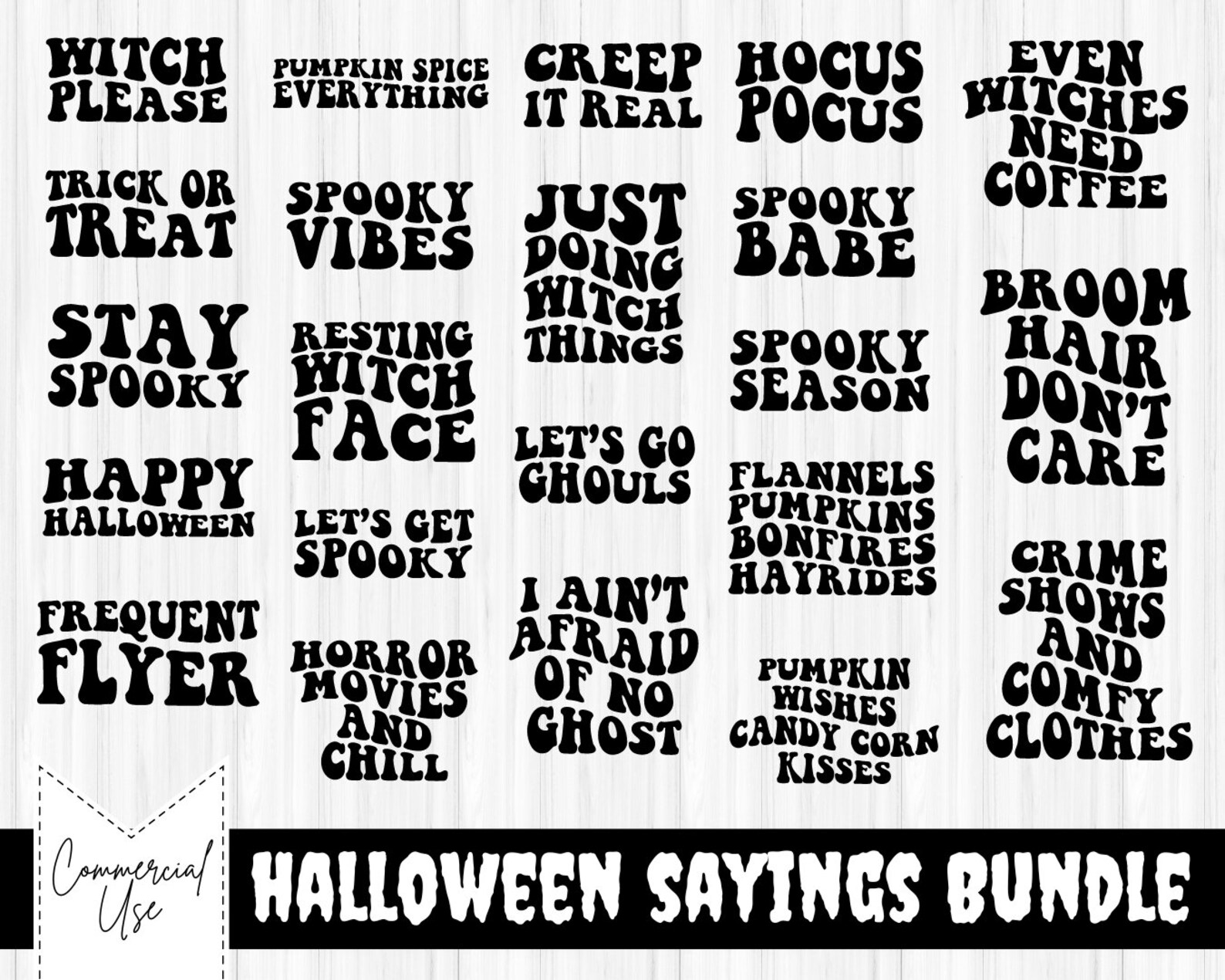 20 Halloween Svg Bundle Wavy Sayings Svg Wavy Svg Cut File - Etsy