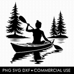 Girl Kayaking PNG SVG Files, Laser Engraving Files, Laser Burning ...