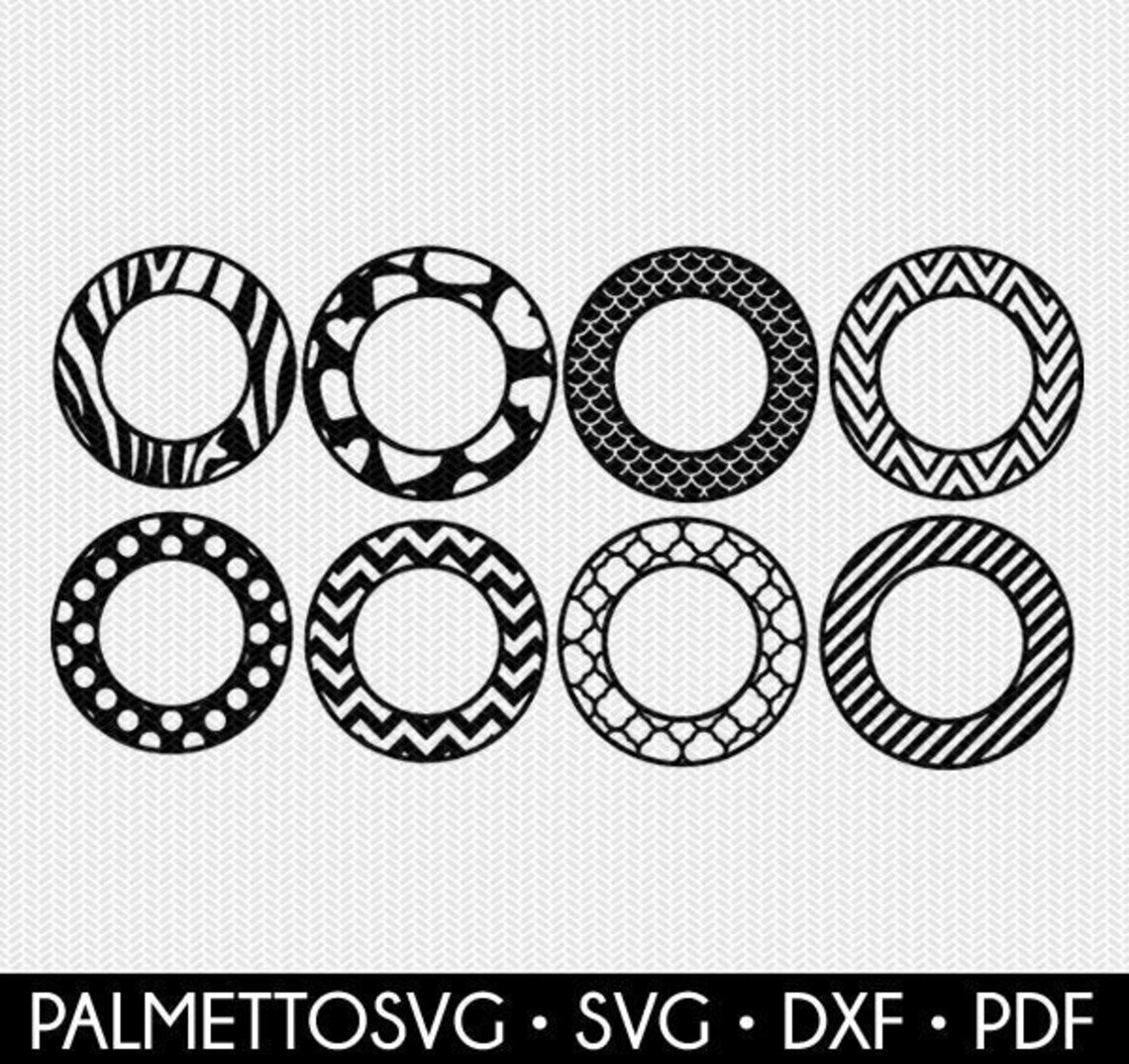 Circle Monogram Frame Patterns Svg Dxf File Instant Download | Etsy