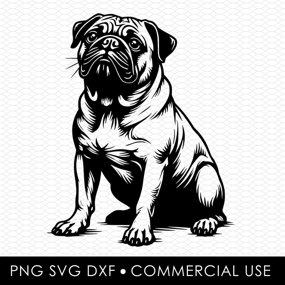 Pug Svg, Pug Png, Pug Dxf, Pug Cut File, Dog Svg, Sublimation Designs ...