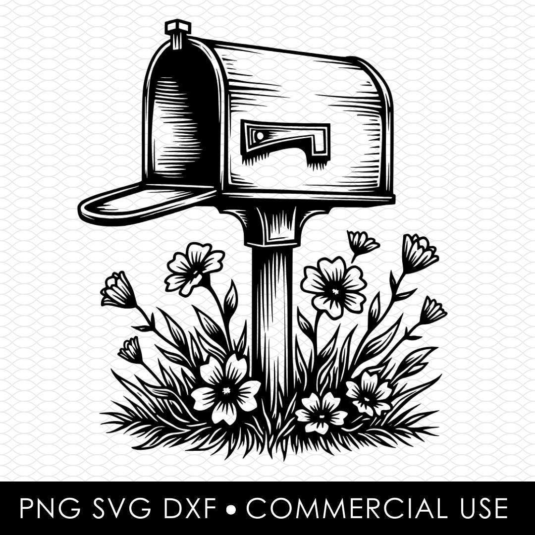 Mail Box Flowers Svg, Mail Box Png, Mail Box Cut File, Mail Box Dxf ...