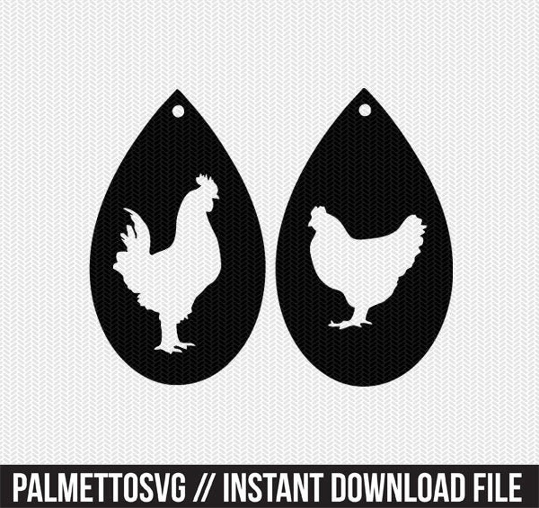 Rooster Svg, Chicken Svg, Chicken Earring Svg, Earring Template Svg ...
