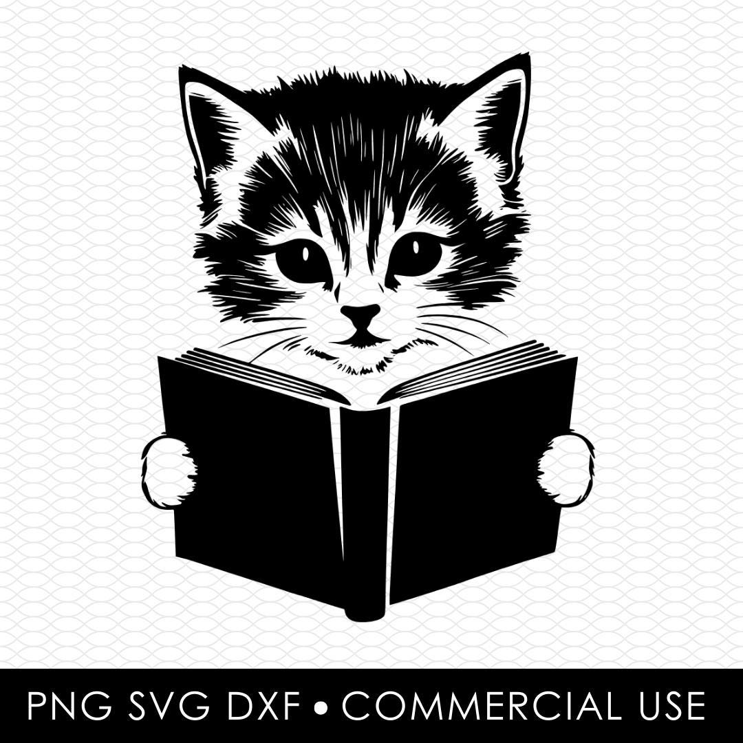 Kitten Reading Svg Png, Cat Svg, Book Svg, Reading Svg, Sublimation ...